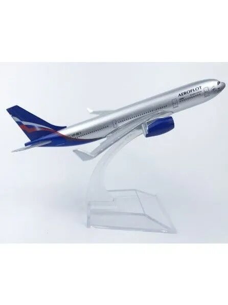 Игрушечный самолет AEROFLOT - масштабная модель самолета, металлическая, белого цвета