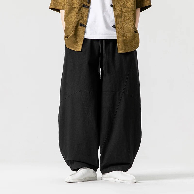 Черные льняные брюки карго мужские 2XL