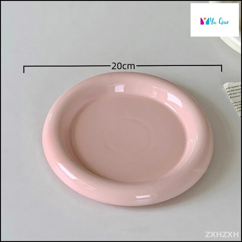 Эксклюзивная розовая тарелка 8 Inch в корейском стиле из керамики