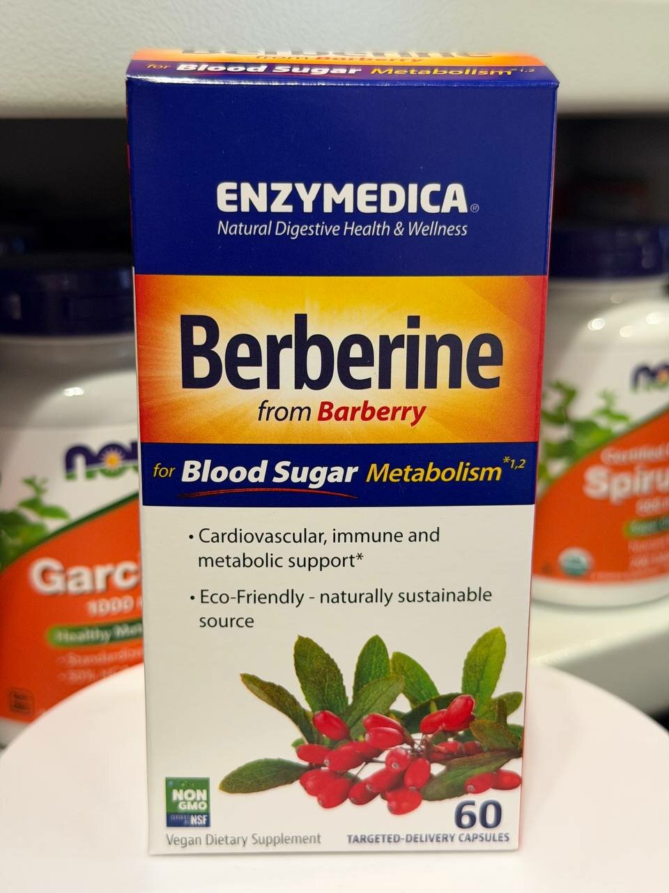 Enzymedica Berberine HCl 510 мг, берберин для поддержки обмена веществ и сахара в крови, 60 капсул
