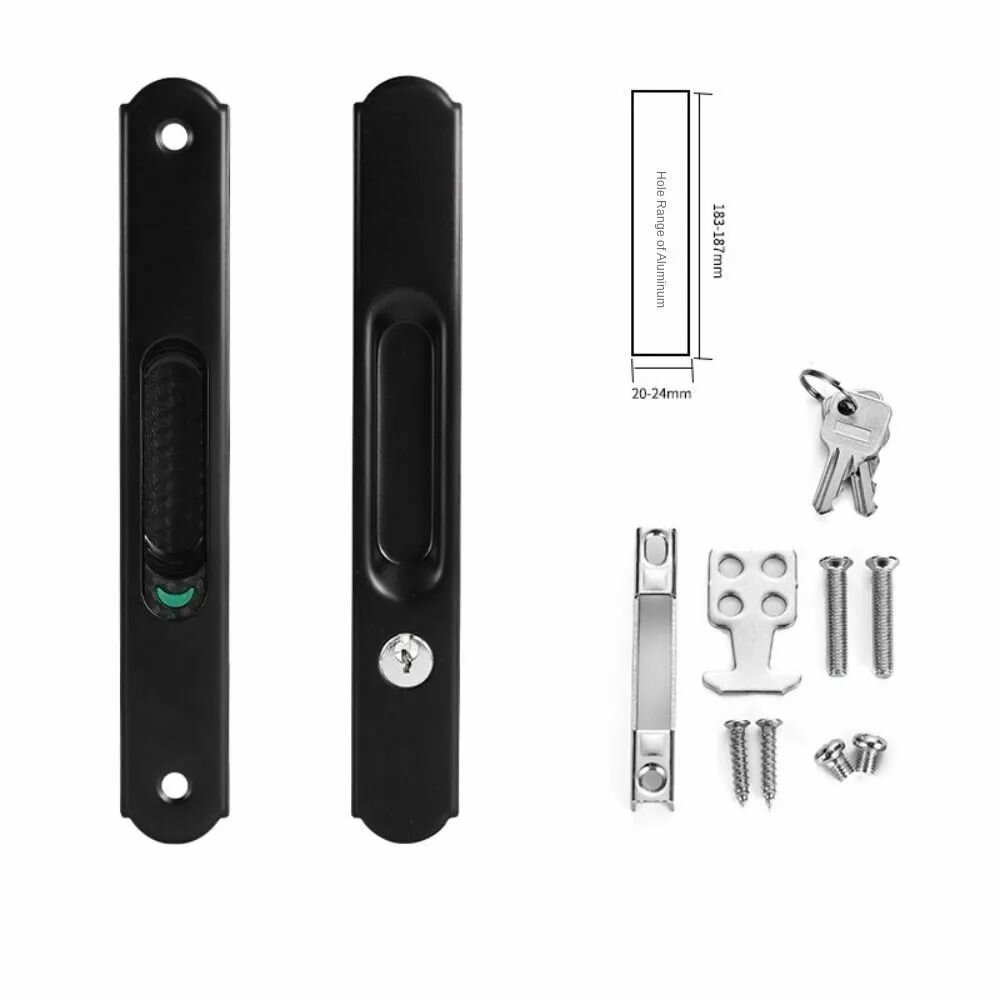 Замок для раздвижных окон и дверей балкона с двусторонней защёлкой, цинковый сплав, черный