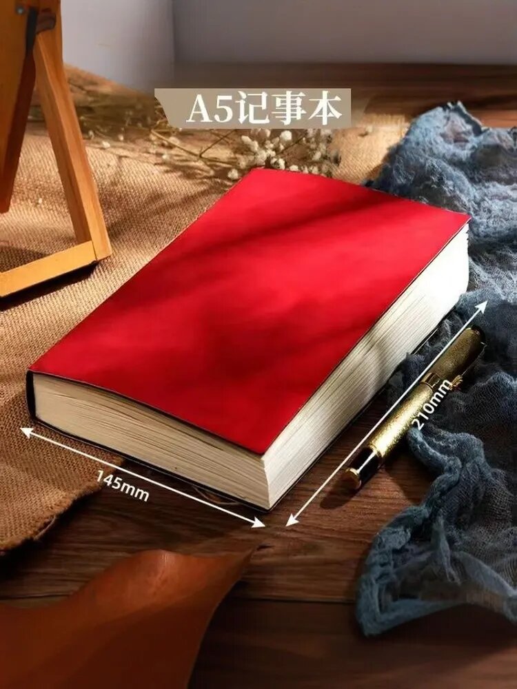 A5 Красный Кожаный переплет 180 Листов Деловая Тетрадь Премиум-класса для Записей 145x210mm