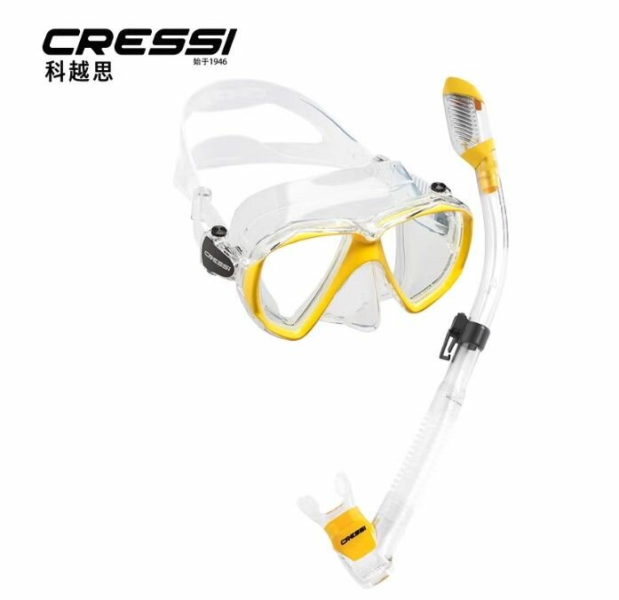 Комплект для дайвинга Cressi Ranger с трубкой в эксклюзивном черножелтом дизайне