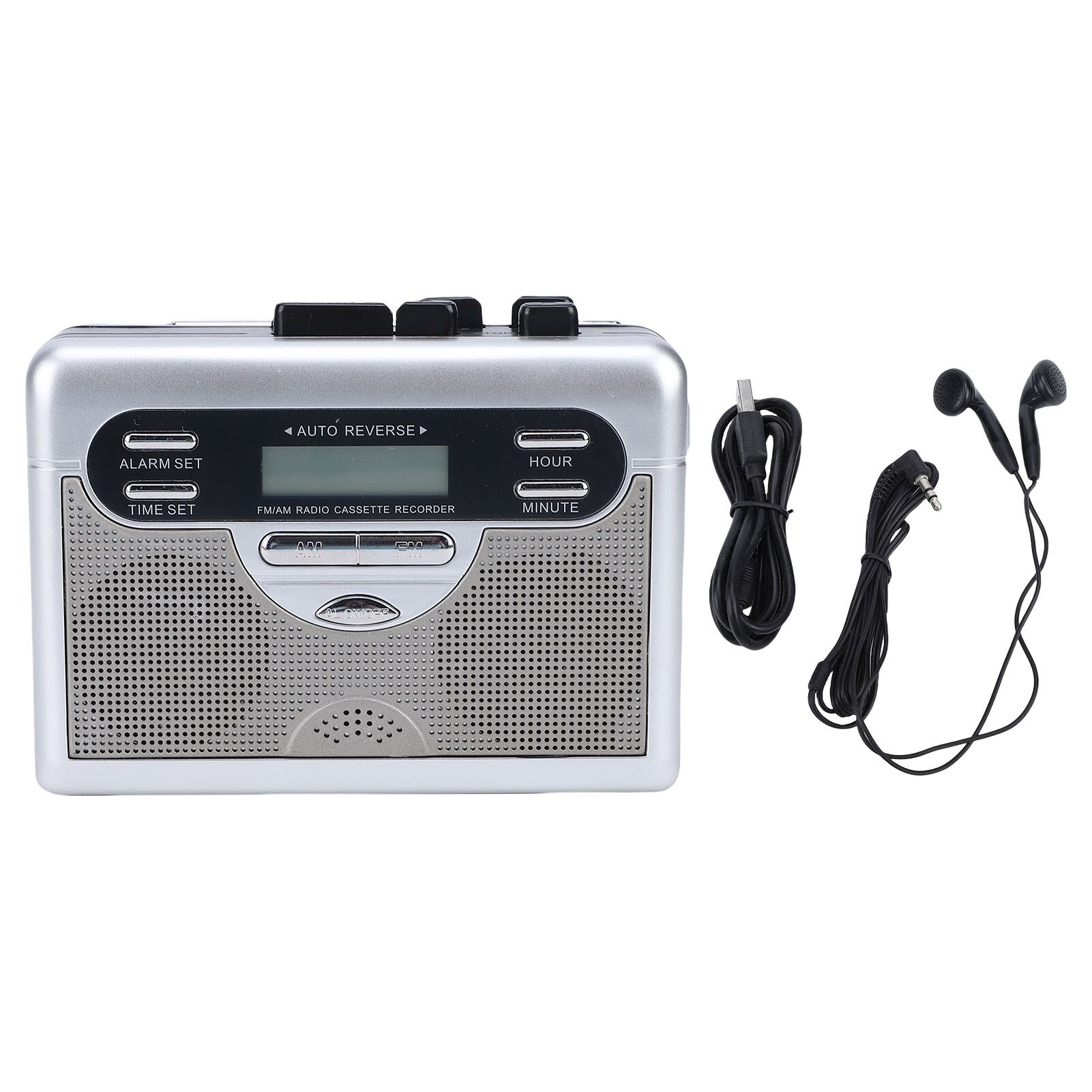 Кассетный проигрыватель AM FM Радио Ретро Магнитофон с Цифровыми Часами Таймером Встроенным Микрофоном Динамиком Работающим от батареи или постоянного тока