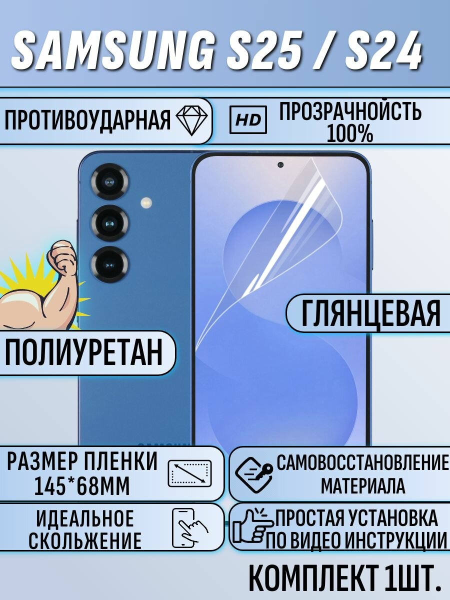 Гидрогелевая пленка Samsung Galaxy S25 / S24 защитная полиуриетан