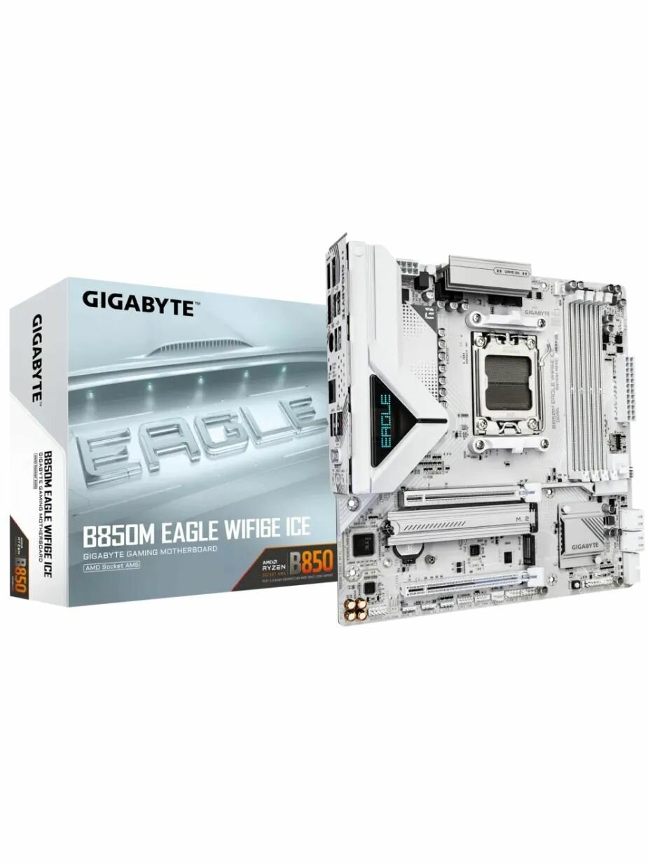 Материнская плата GIGABYTE B850M EAGLE WIFI6E ICE mATX AM5 AMD B850 4xDDR5 (256ГБ)