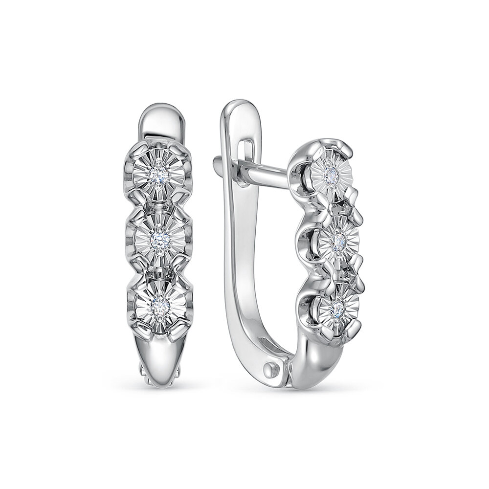 Серьги, белое золото, 585 проба, бриллиант