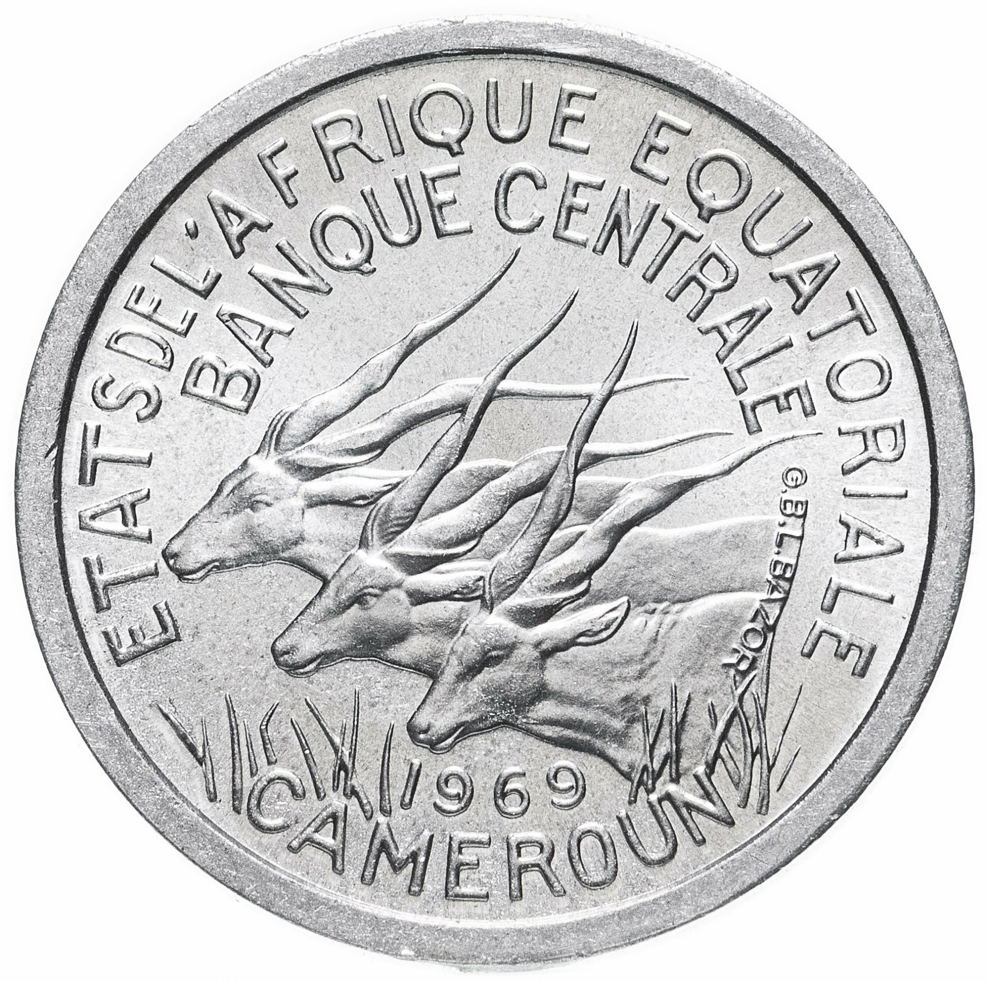 Экваториальная Африка и Камерун 1 франк franc 1969, Алюминий, в сохранности UNC