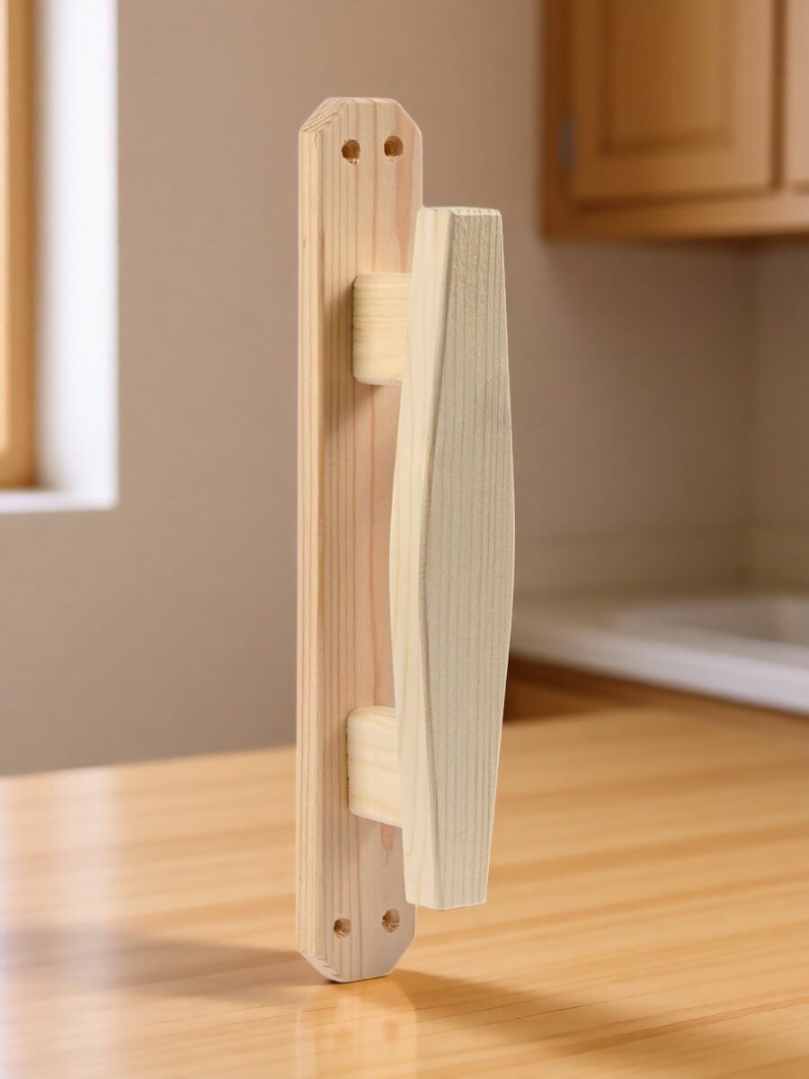 Дверная ручка из натурального дерева. Скоба. Без покрытия. Идеально для сауны и бани. 2 серия. 1 шт.