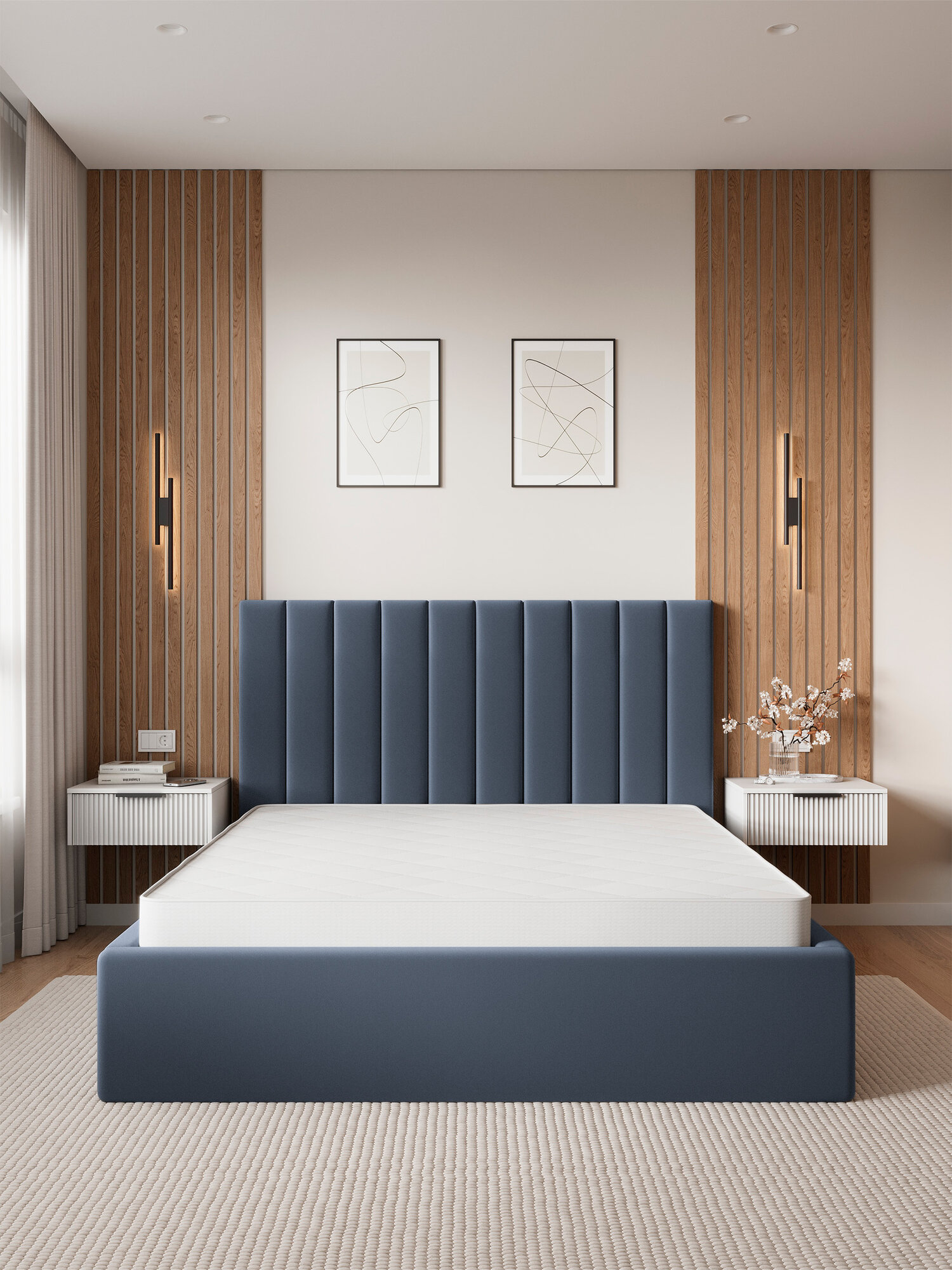 Кровать двуспальная 160х200 с подъемным механизмом, Милан мини с мягким изголовьем для дома и спальни, ортопедическое основание, ящик для белья