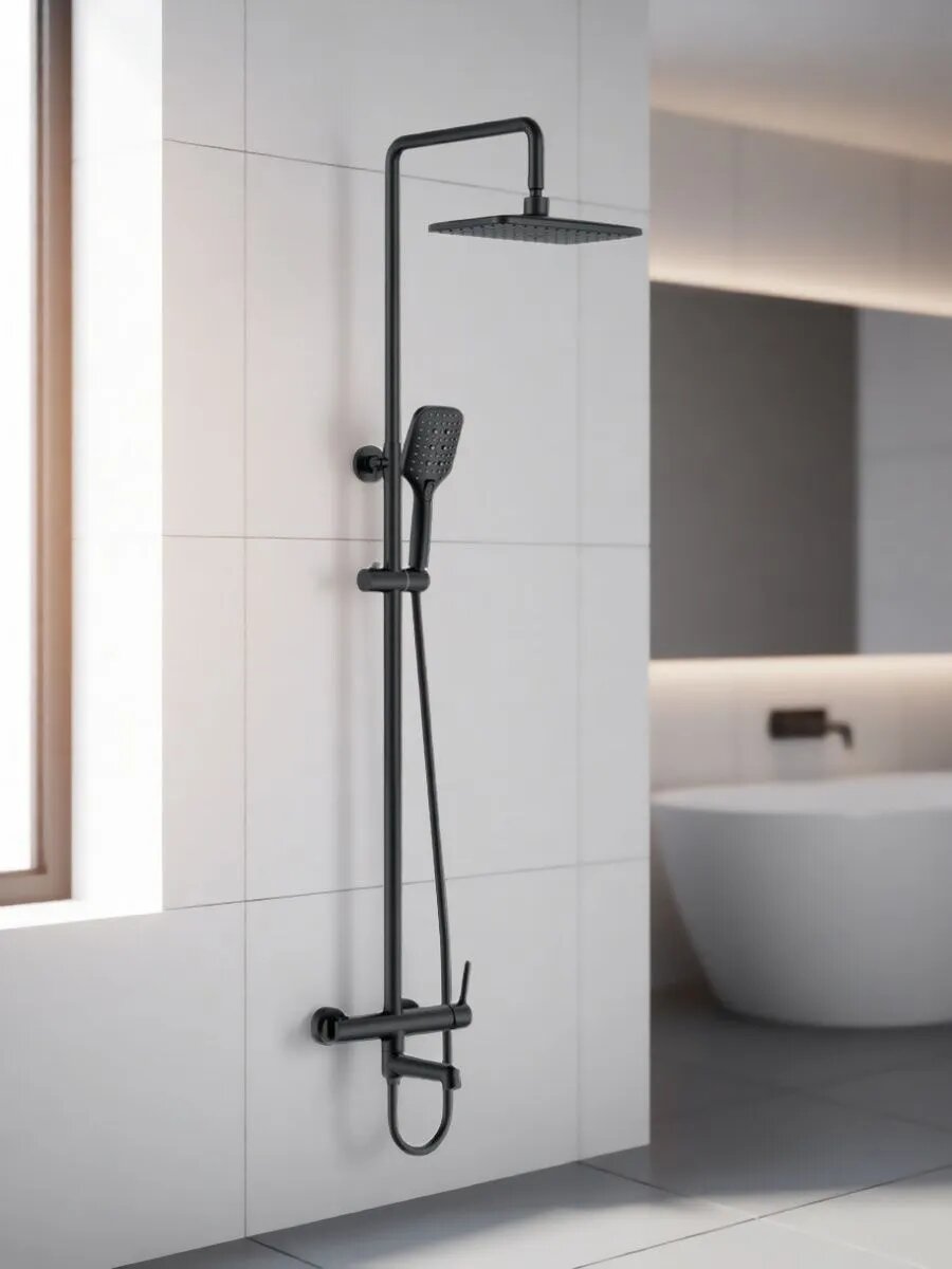 Душевая система из латуни с тропическим душем Vieir V103562-C черный