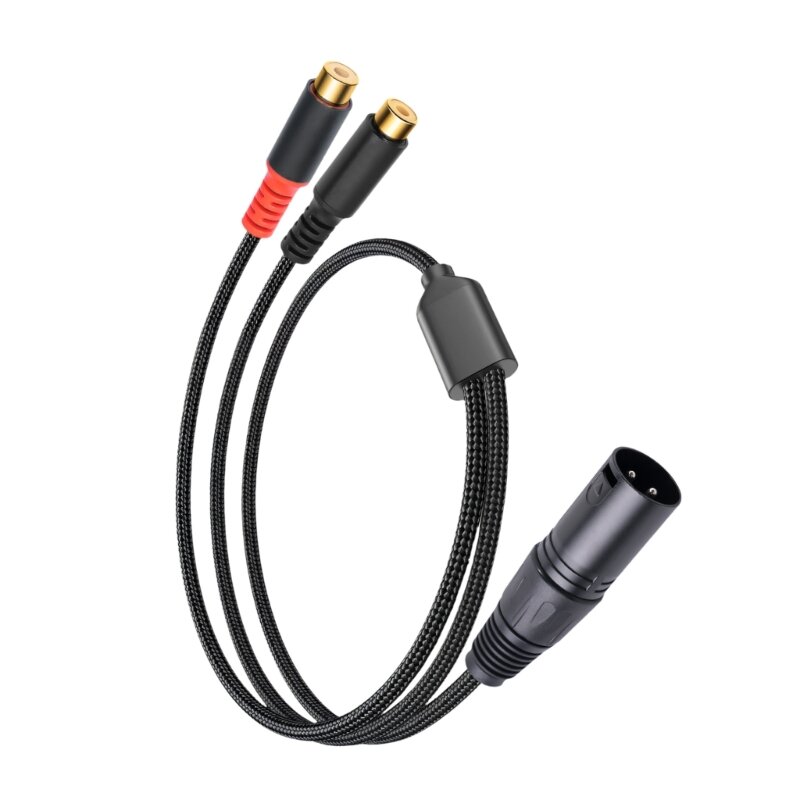 Кабель-адаптер звука 3Pin XLR Male- 2RCA Female С Нейлоновой текстурой Подходит для микрофонов Динамиков с Y-образным разветвителем