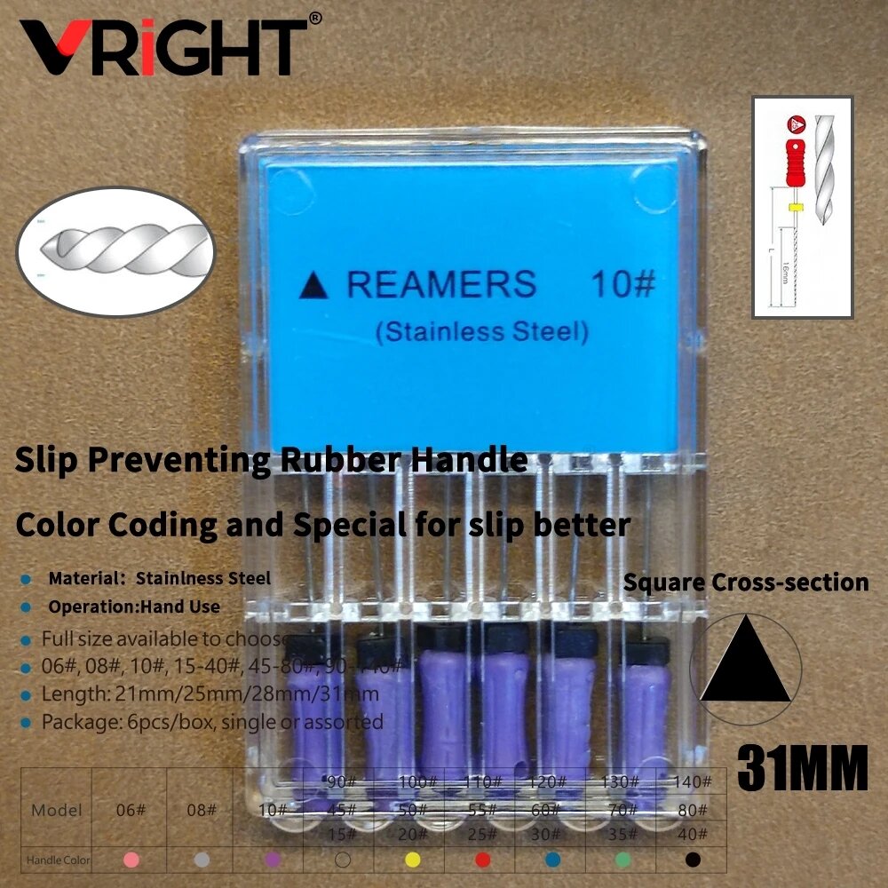 Стоматологические реamers 10#, 21/25/31 мм, Color: Reamers-31MM-10