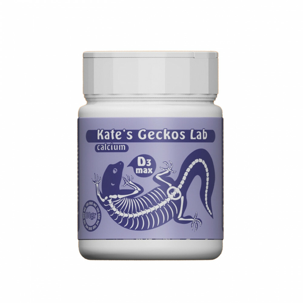 Кормовая добавка для рептилий кальций с D3 Max, Kate's Geckos Lab calcium D3 max, 80 гр