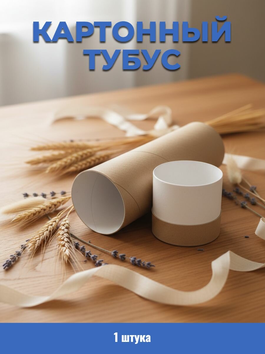 Картонный тубус с крышкой футляр для бутылки 73х260 мм.