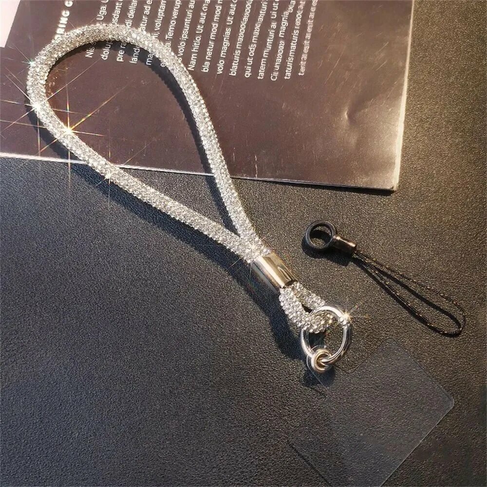 Трос-ланyard для телефона со стразами, 1/5 шт, противоутеряный блестящий ремешок