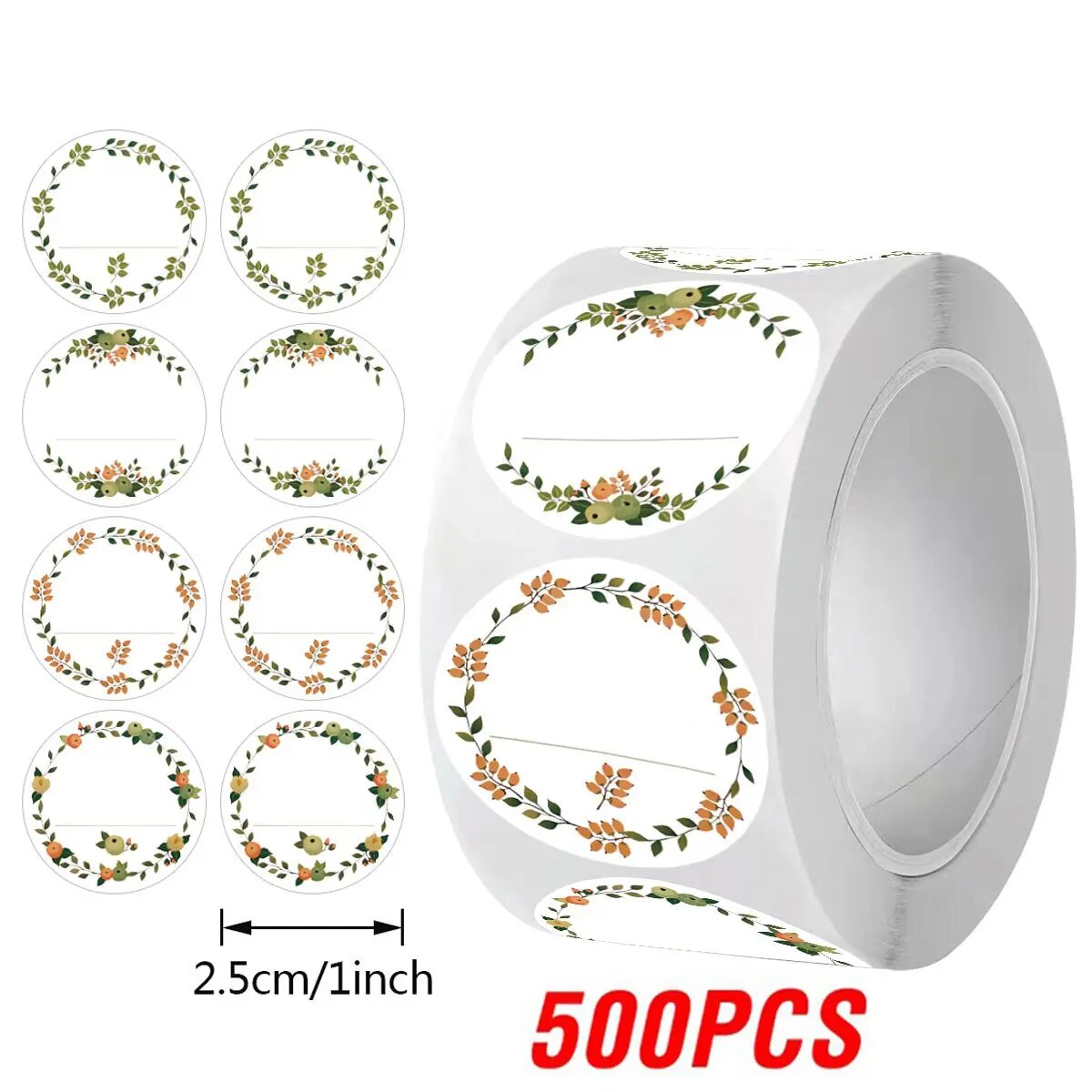 Набор наклеек с цветами "Спасибо", 100-500 шт. Белый, QY2813-500pcs-1roll