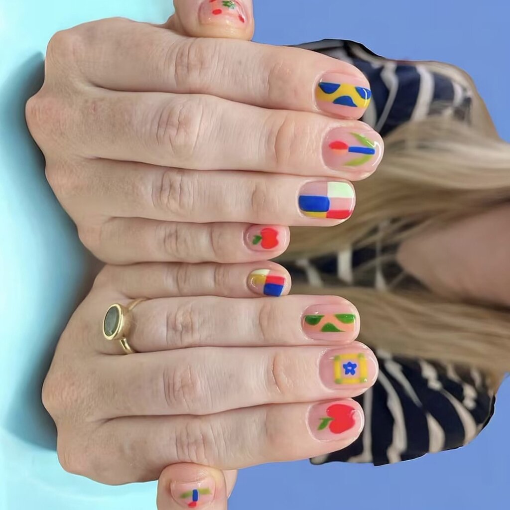 Цветочный пресс на ногте Весенний Накладной Ноготь Короткая Овальная палочка на ногте Глянцевый Акриловый Пресс на ногте Цветочный Накладной ноготь