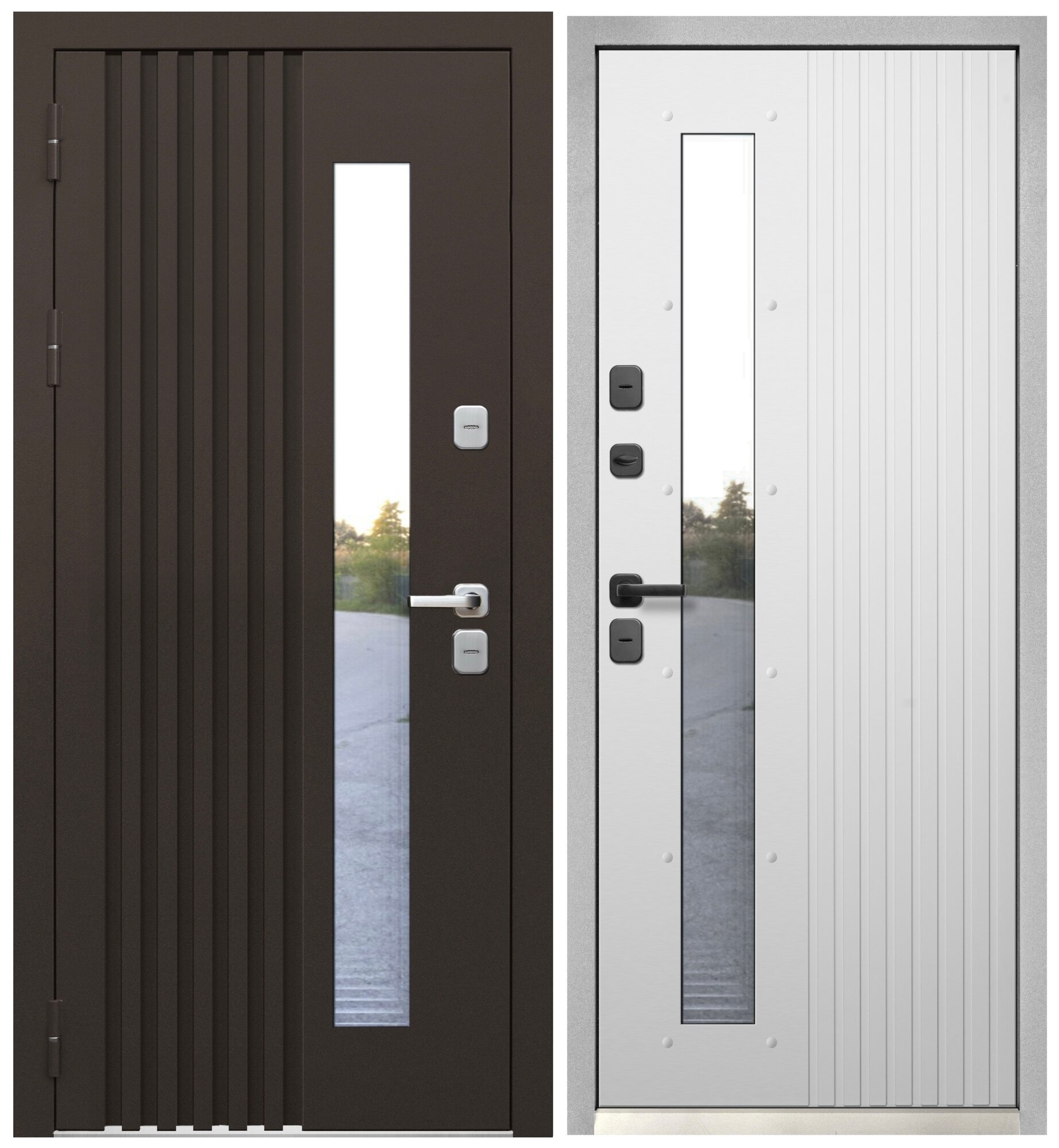 Входная дверь с Терморазрывом Luxor Termo рейка стеклопакет 8019 KALE (960мм) левая