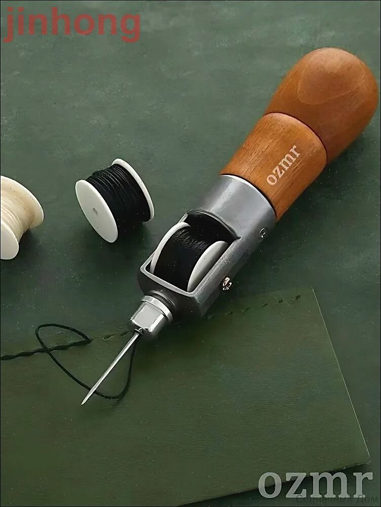 Машинка для шитья по коже, нить вощеная черный цвет, 2 иглы в комплекте