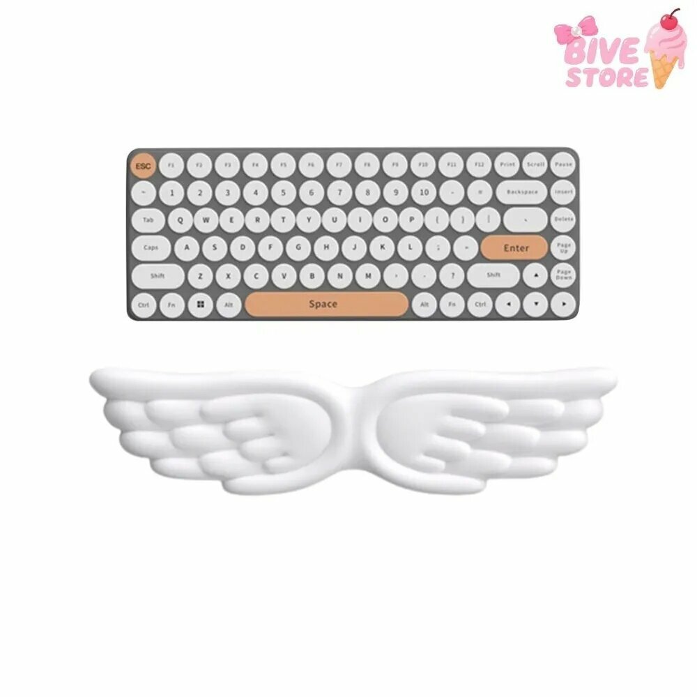 Эксклюзивная белая подставка для клавиатуры с ангельскими крыльями и ковриком для мыши, в единичном экземпляре