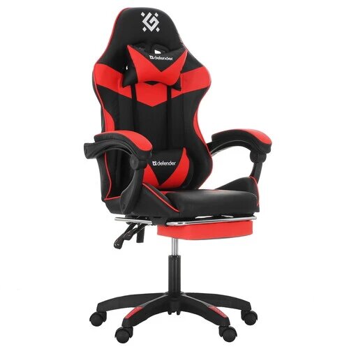64057 / Кресло игровое Defender Tornado, на колесиках, эко. кожа, черный/красный [64057]
