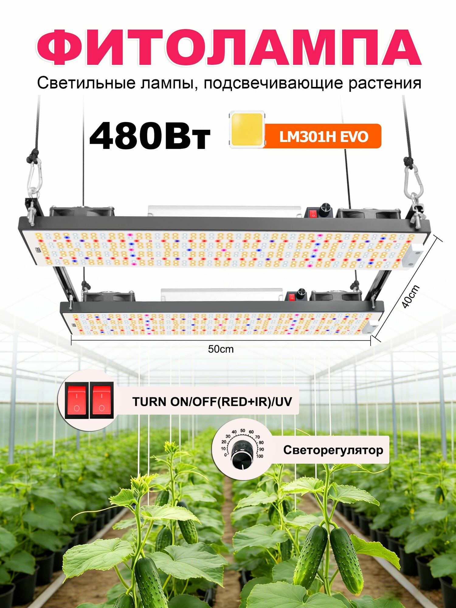 Растительная лампа 480Вт, двойной привод Meanwel, LM301H EVO, монотонный световой аппарат для управления 2 лампами, функция цепи, подходит для выращивания фруктов и овощей в помещении