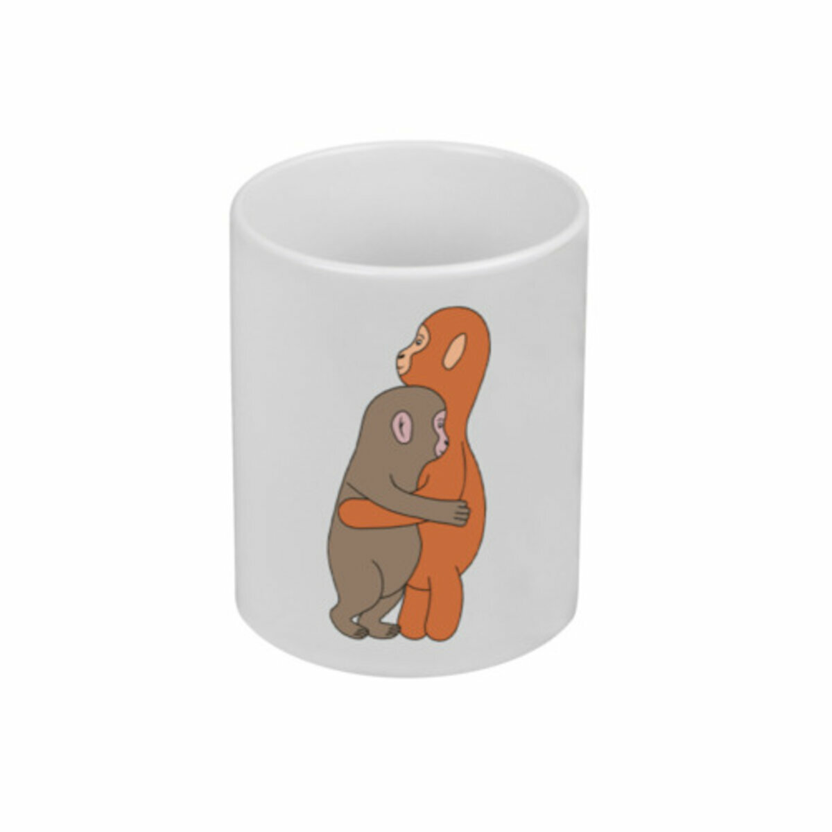 Кружка «Обнимашки обезьянка панч и его мама малыш детеныш» (белый)