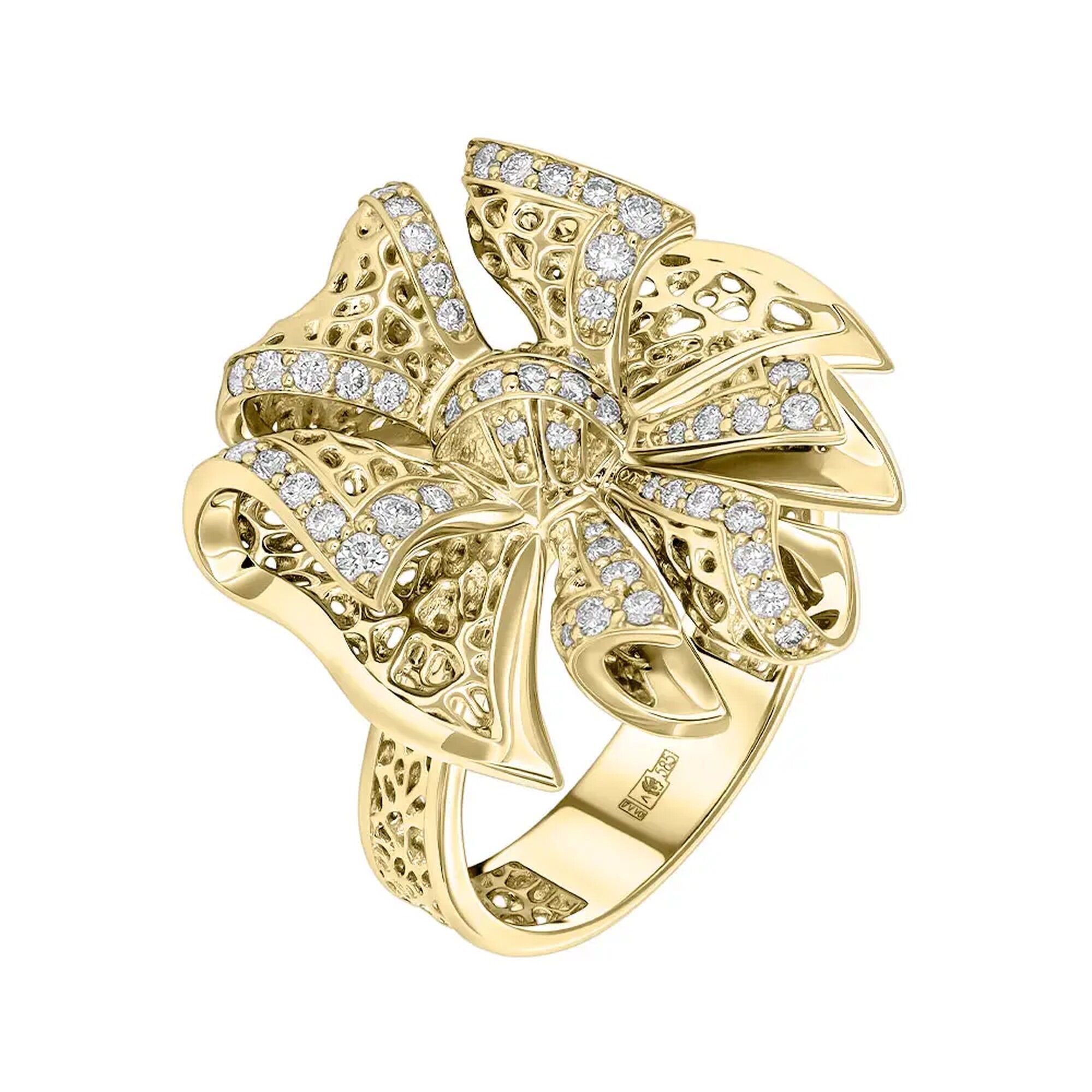 Кольцо, желтое золото, 585 проба, бриллиант