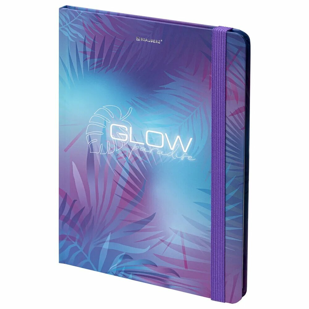 Блокнот в кл на клею Brauberg Glow А5 96л с резинкой 113729