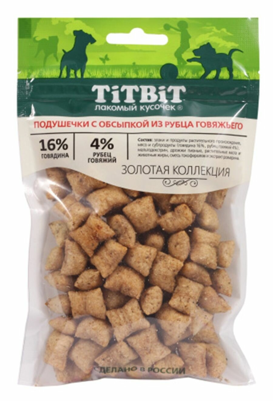 Подушечки с обсыпкой из рубца говяжьего 80 грамм Титбит