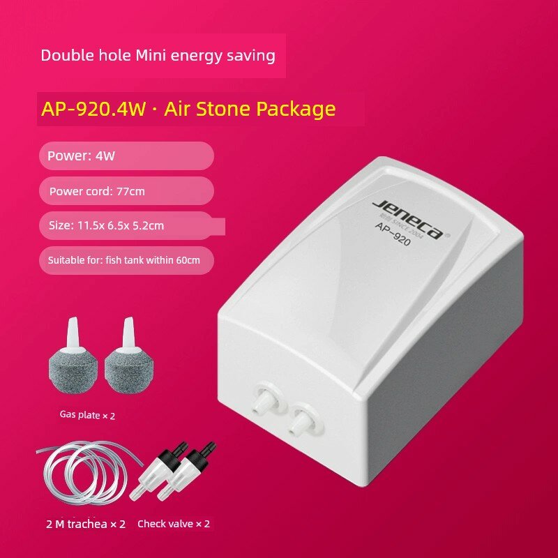 Насос 4 Вт с двумя отверстиями и воздушной губкой для аквариума, энергоэффективная система аэрации для домашнего