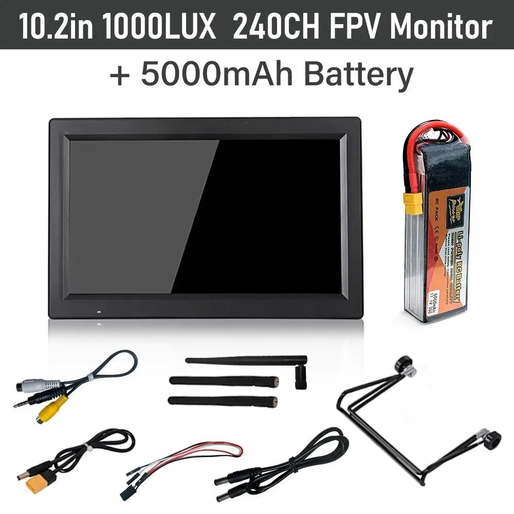 Hawkeye Captain X 3IN1, портативный монитор с разрешением 1024x600 и яркостью 1000 LUX, поддержка 1.2 ГГц/3.3 ГГц/5.8 ГГц (240 каналов), двойные приемники, DVR запись, автосканирование, с батареей