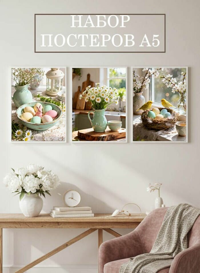 Интерьерные постеры на стену А5 набор 3 шт