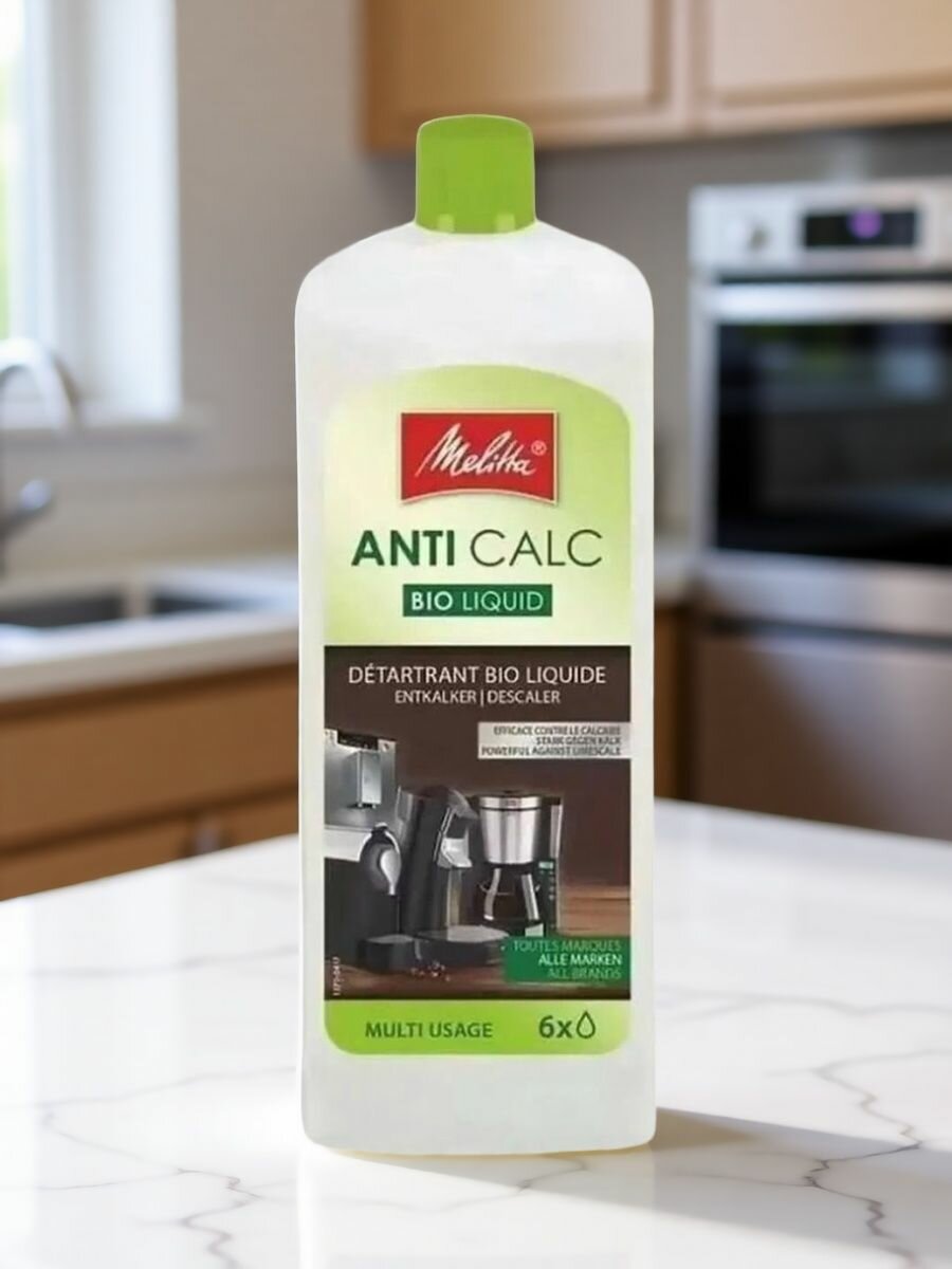 Средство для удаления накипи Melitta Anti Calc Bio Liquid, 250 мл био-очиститель от известкового налёта для кофемашин, чайников, утюгов