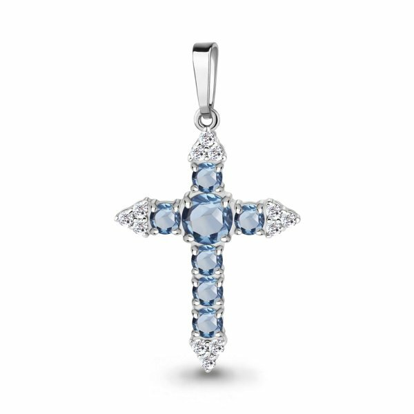 Подвеска, серебро, 925 проба, родирование, топаз, фианит