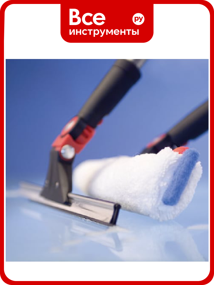 Щетка, Vileda, для мытья окон Vileda Professional Эволюшн шубка из микрофибры, ширина 35 см черенок-ручка