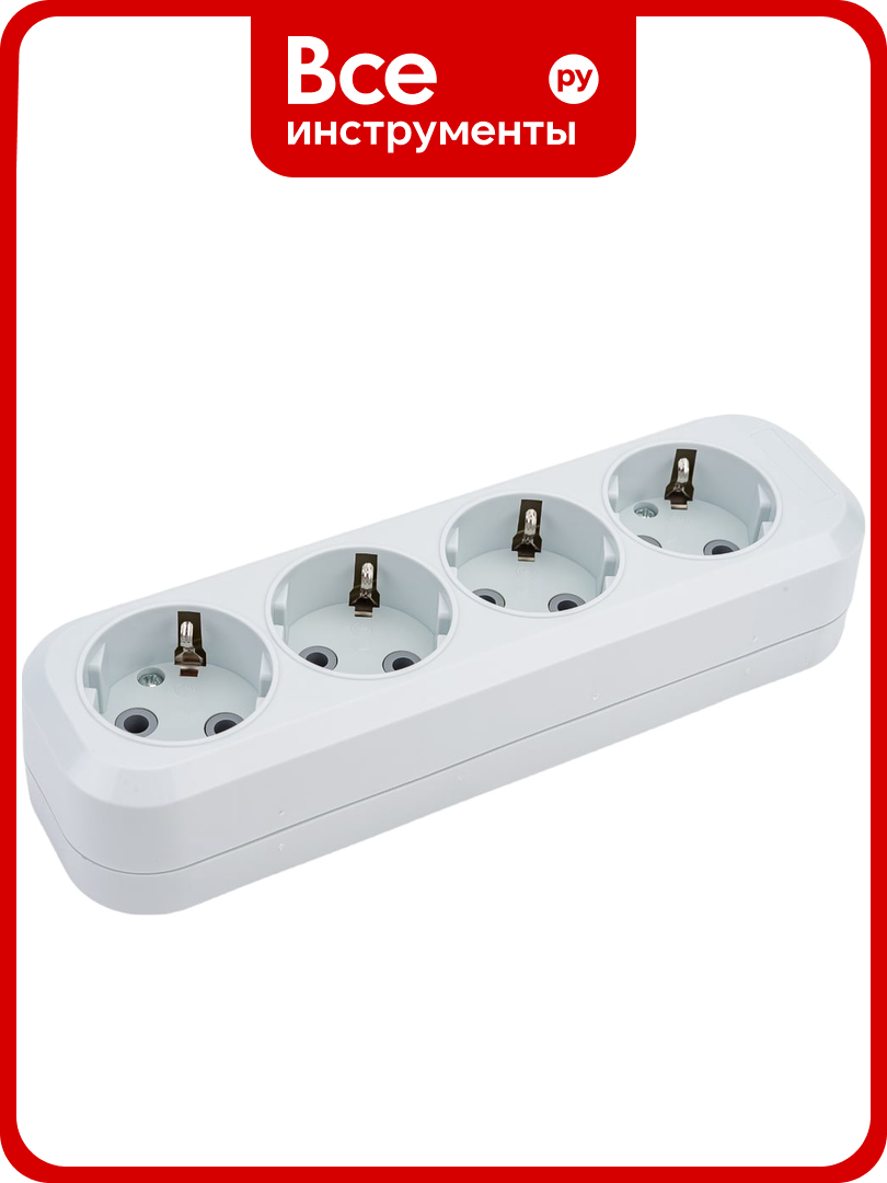 Колодка IN HOME УЗ-4-GRAND 4-х местная с з/к 5140, пластиковый корпус, защита IP20, заземление Schuko тип