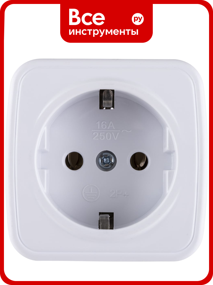 Розетка TDM ELECTRIC 2П+З открытой установки IP20 16А, белая "Дача" Народная SQ1824-0008