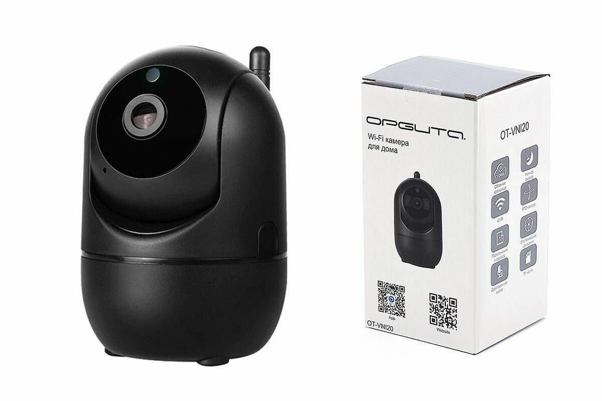 Wi-Fi-камера Орбита OT-VNI20, поворотная, 3 Мп, Full HD, с ИК-подсветкой 15 м, черная