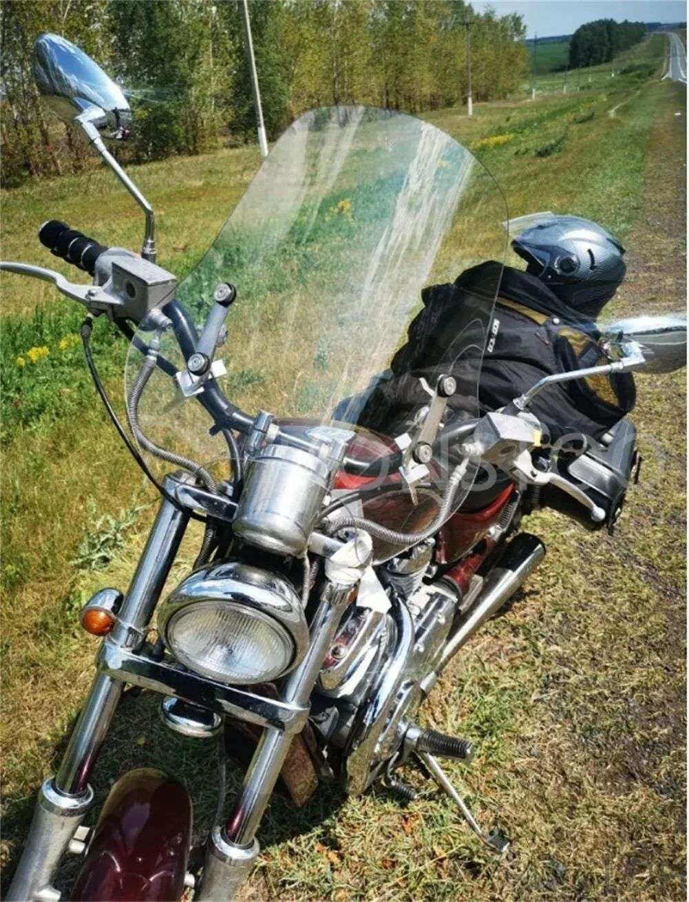 Лобовое стекло для Honda Shadow VT/VTX 400/500/600/750/1100 прозрачное, 47 см, с креплением