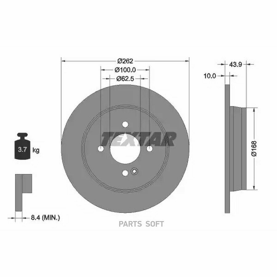 TEXTAR 92242203 Диск тормозной задний с покрытием PRO HYUNDAI ACCENT/SOLARIS/I20 / KIA PICANTO/RIO III TEXTAR 92242203
