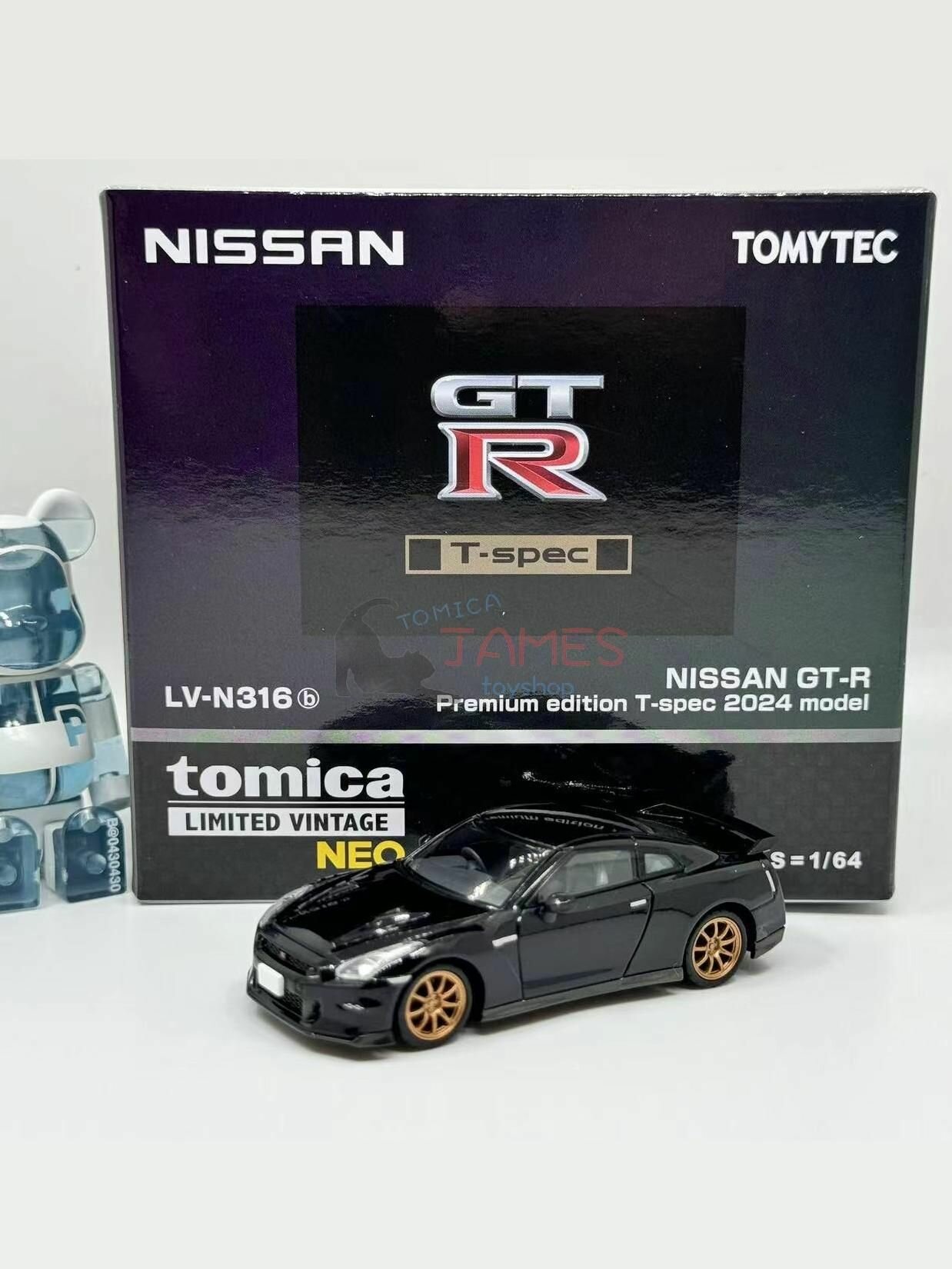 Машинка Tomytec Tomica TLV 1/64 LV-N316b Nissan GT-R Premium edition T-spec 2024 model Midnight purple 202408 Die-cast Alloy Car Model Collection Toy Gift