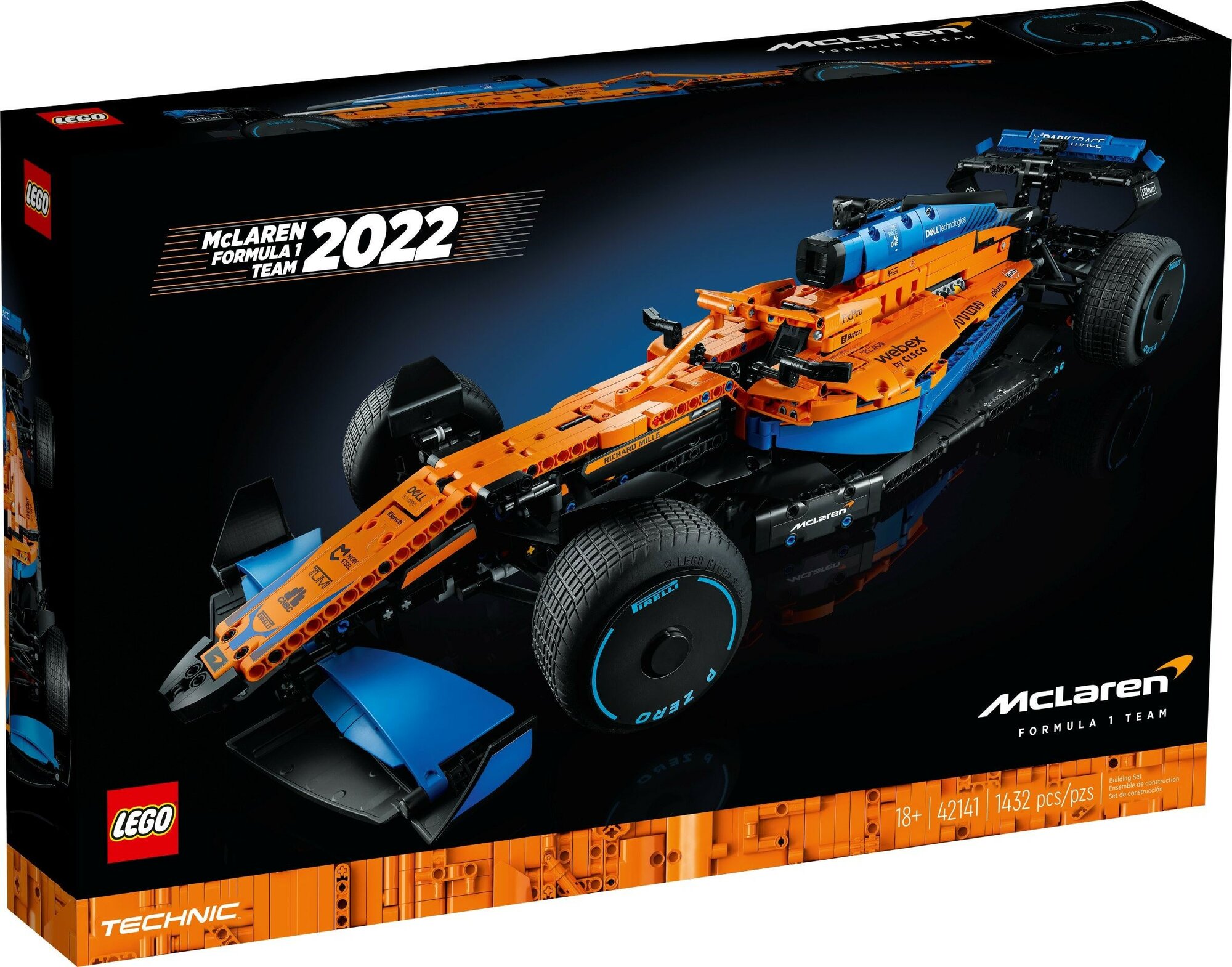 Конструктор LEGO Technic 42141 Гоночный автомобиль Формула-1 сезон 2022 года, 1434 деталей