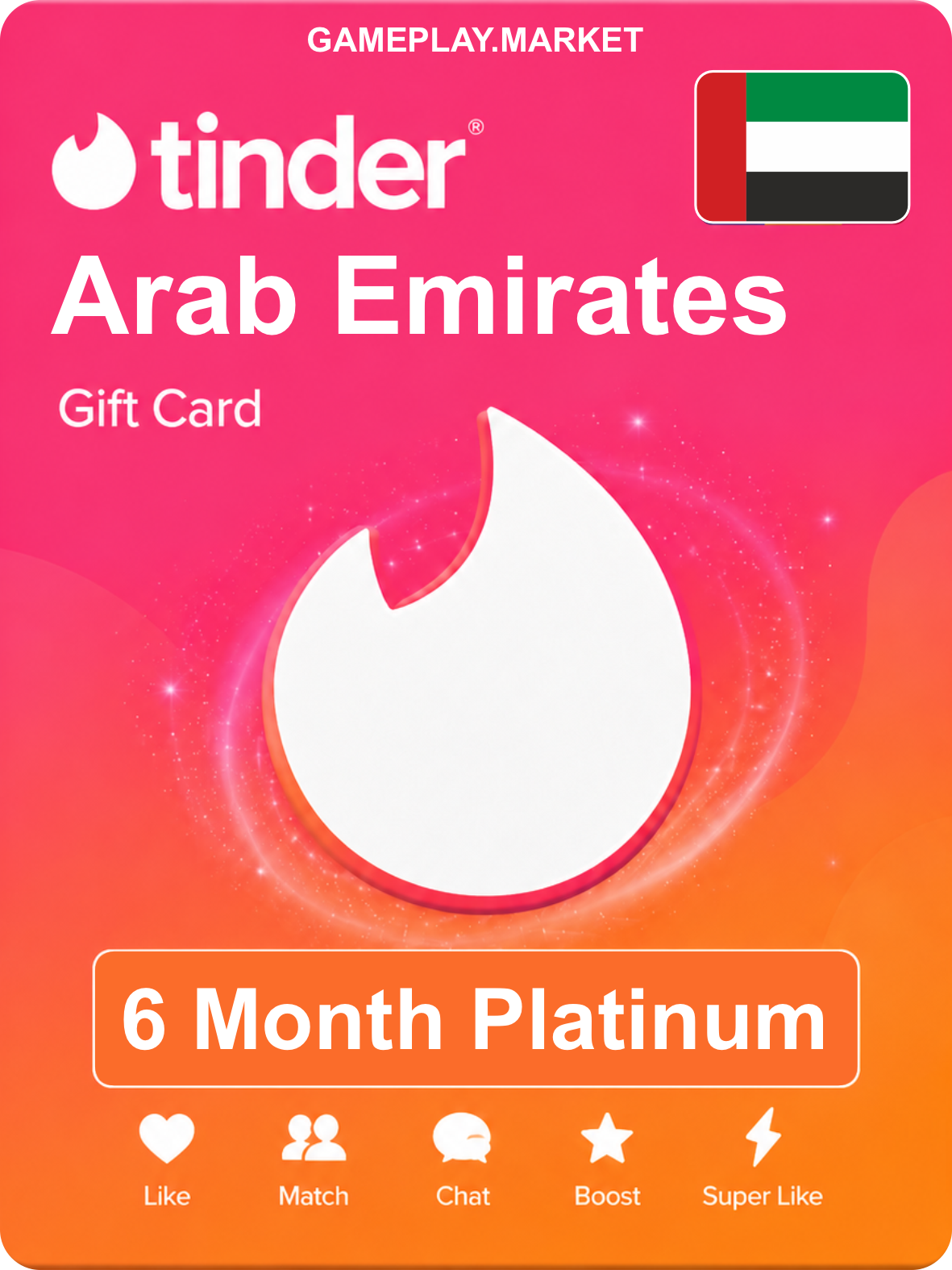Подарочная карта Tinder Platinum 6 месяцев подписки / Для аккаунта ОАЭ / Оригинальный цифровой код