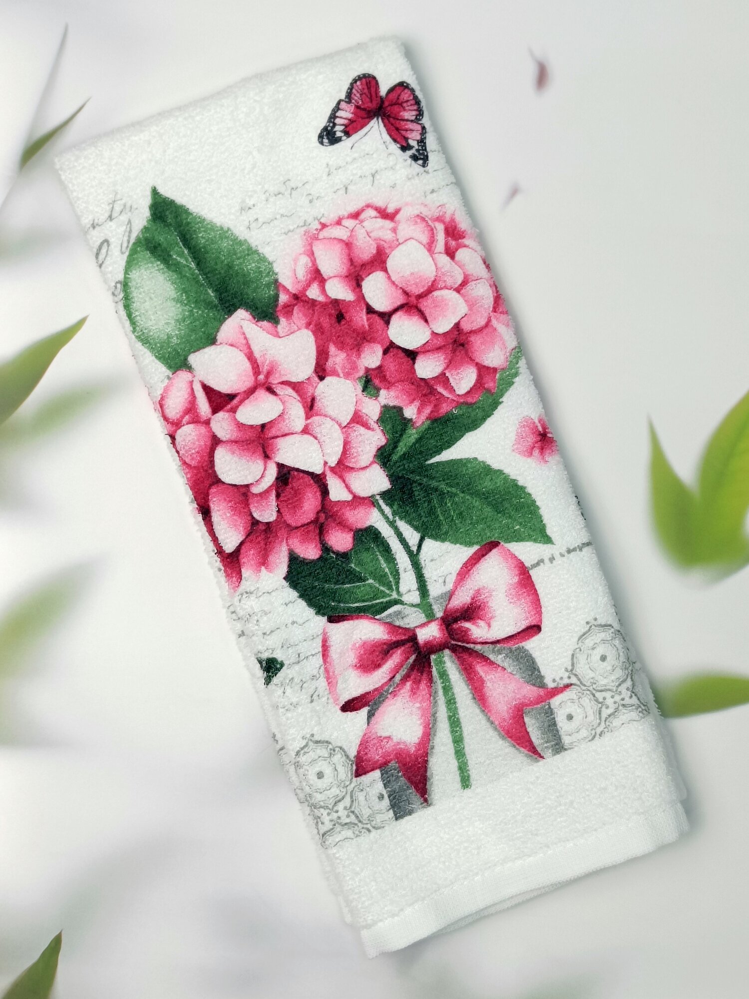 Полотенце кухонное Floral Season Гортензия 1, велюр, 38х63см, 1шт