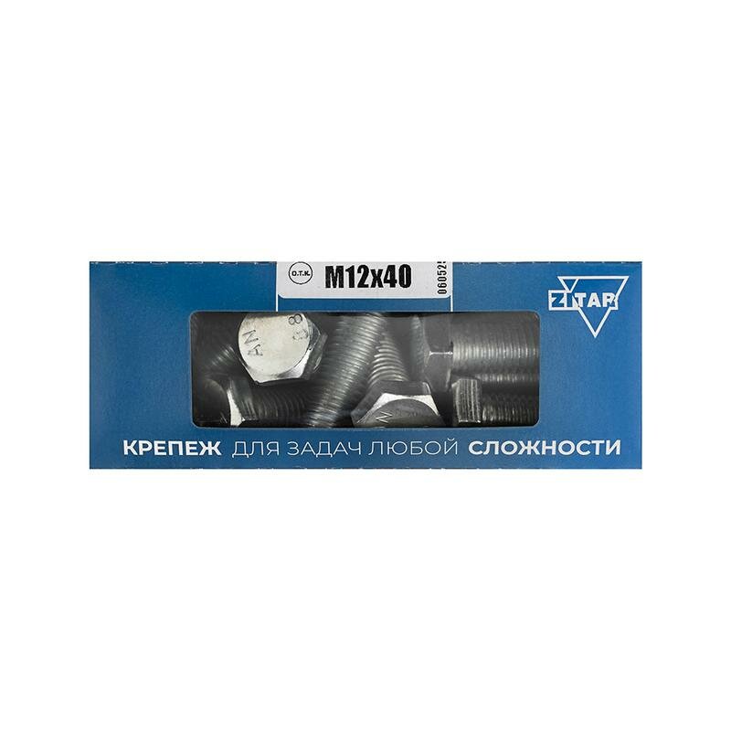 Болт с шестигранной головкой М12х40 DIN 933 оцинк. (уп.15шт) Tech-Krep/Zitar 126526