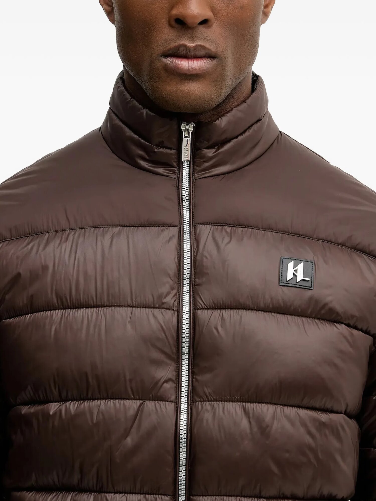 Куртка Karl Lagerfeld Quilted logo-patch jacket, размер 48, коричневый — фото 1