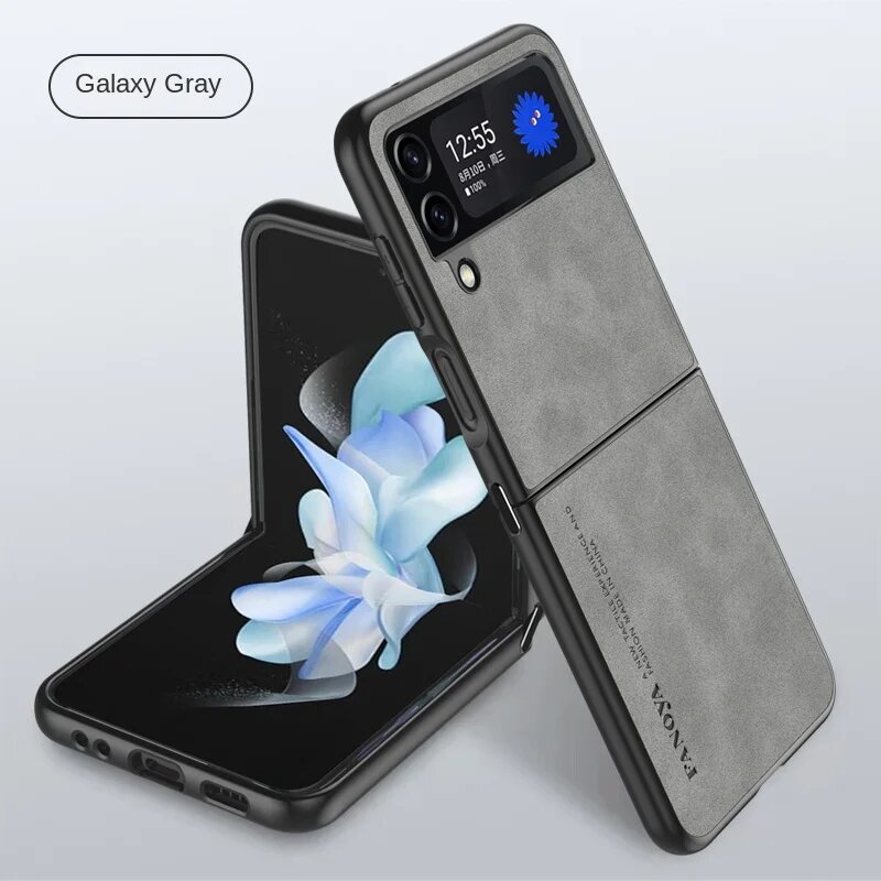 Чехол для Samsung Galaxy Z Flip 3, серый, искусственная кожа