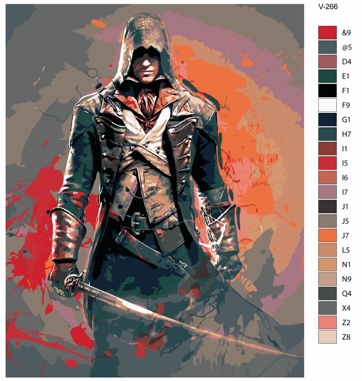 Картина по номерам V-266 "Игра: Assassins creed (Ассасин крид)", 60x80 см